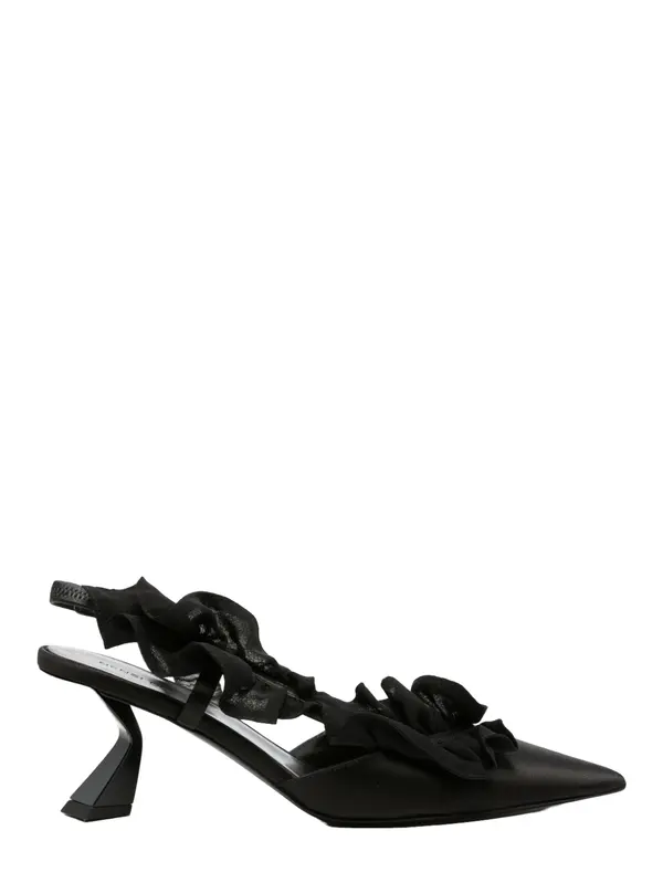 NENSI DOJAKA Ruffle-detailed Slingbacks - Black
