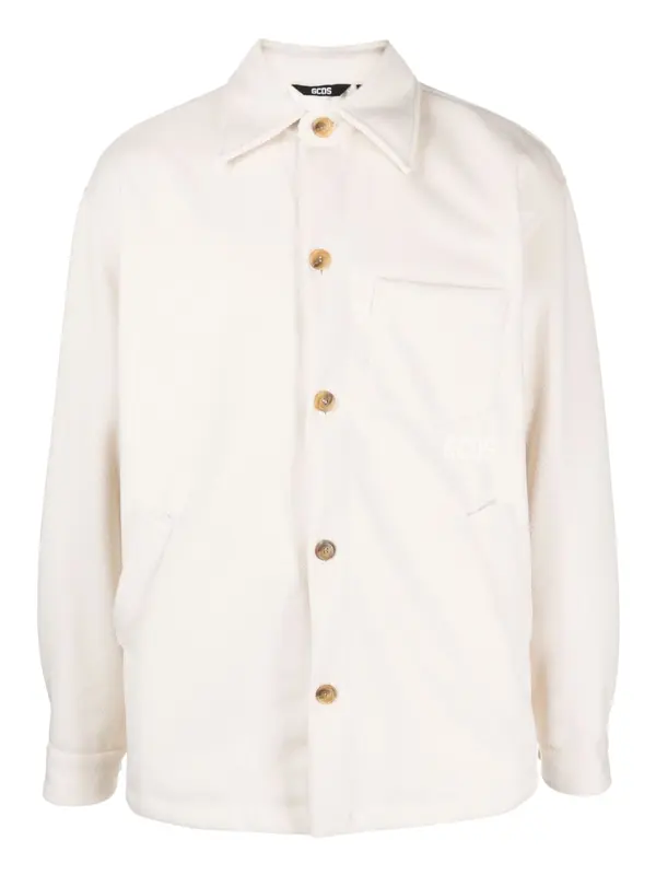 Gcds Logo-embroidered Overshirt - White