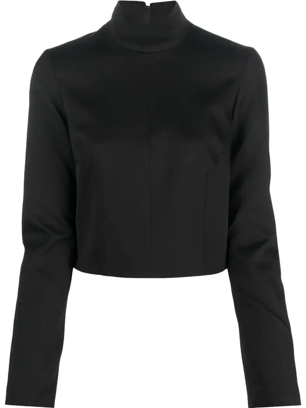 MAISON MARGIELA Cropped High Neck Blouse - Black