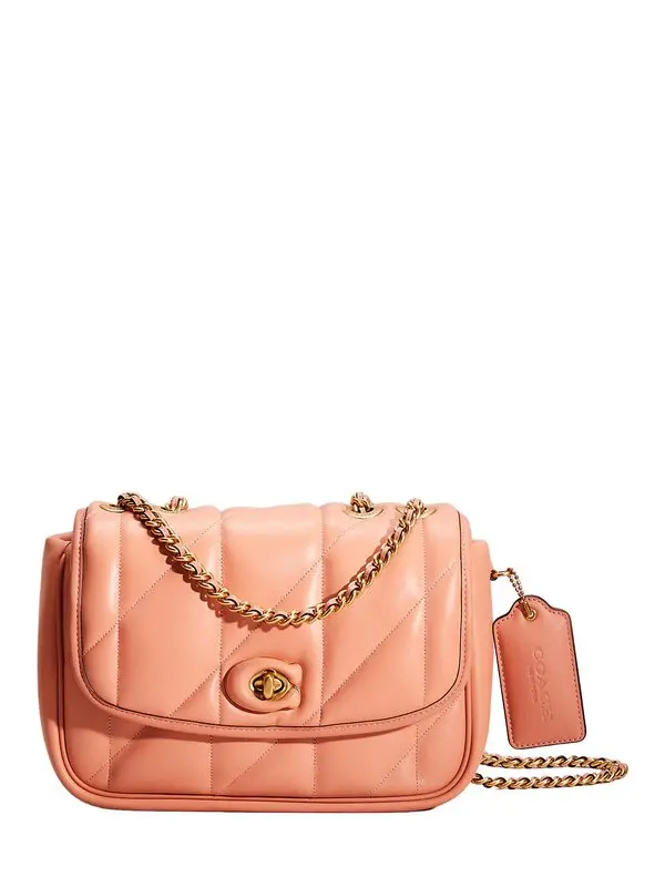 COACH Pillow Madison Shoulder Bag With Quilting - Brass/light Coral