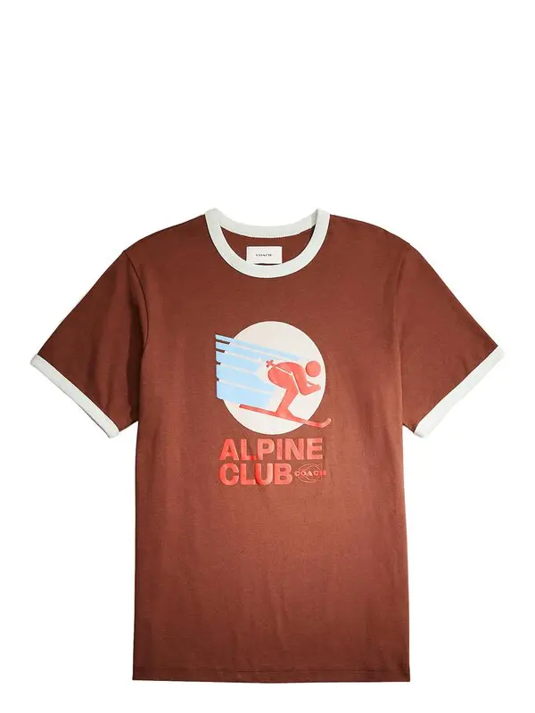 COACH® Restored Alpine Club Boxy T-shirt In Organic Cotton - Dark Brown