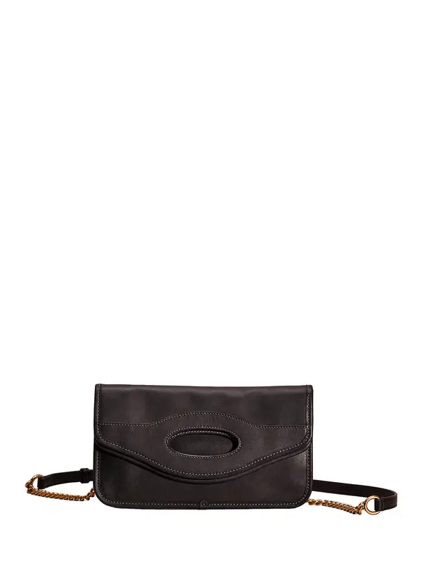 COACH Restored Foldover Cut Out Clutch Crossbody - Brass/black
