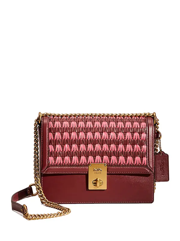 COACH® Hutton Shoulder Bag With Weaving - Brass/wine Multi
