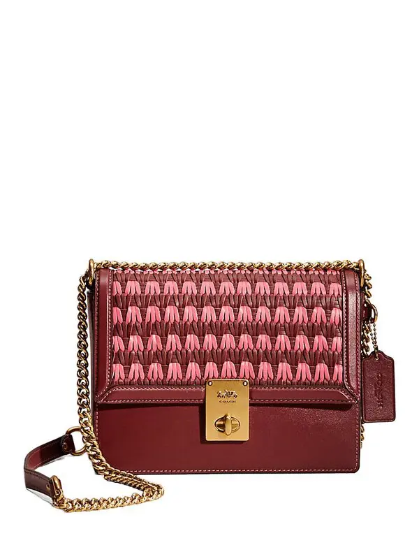 COACH Hutton Woven Shoulder Bag - Brass/wine Multi