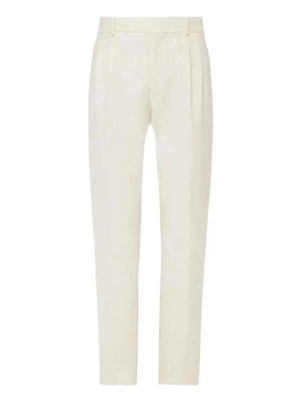Loro Piana City Slim-fit Tapered Pleated Double-faced Cotton Trousers - Neutrals