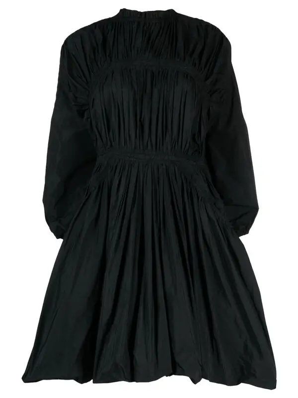 JIL SANDER Long-sleeved Pleated Minidress - Black
