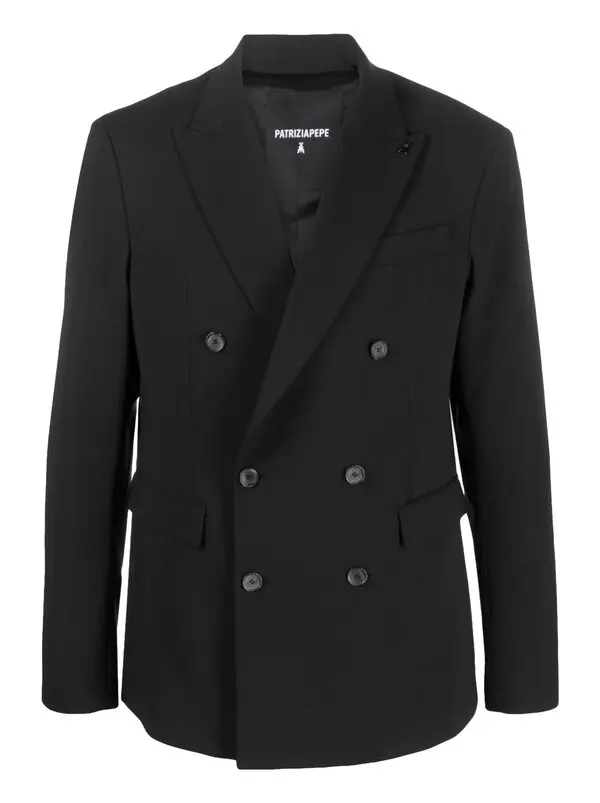 Patrizia Pepe Peak-lapels Double-breasted Blazer - Black