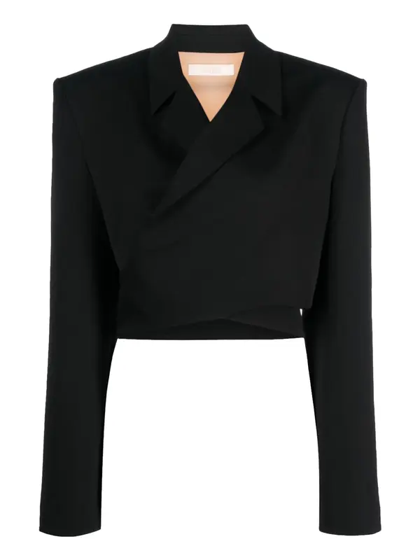 SSHEENA Wrap Cropped Blazer - Black