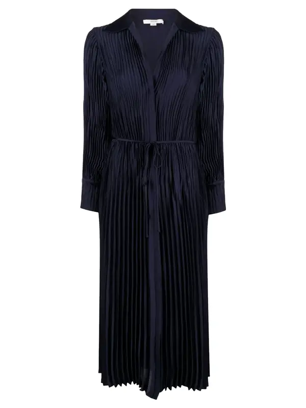 Vince Long-sleeve Pleated Shirt Dress - Black