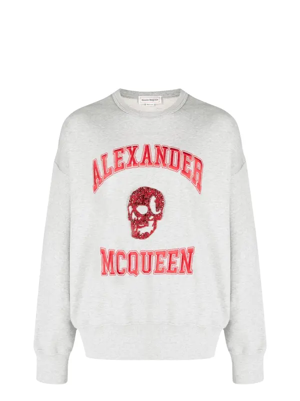 Alexander McQueen Logo-embroidered Cotton Hoodie - Grey