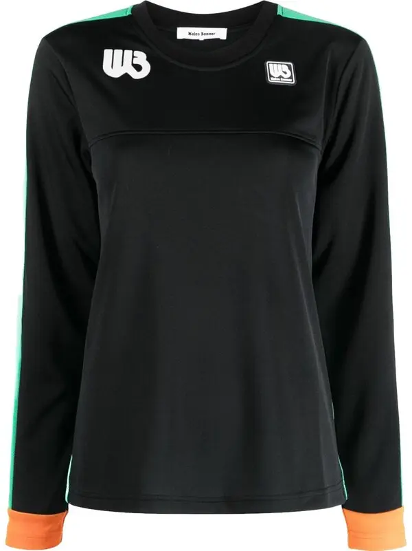 WALES BONNER Logo-patch Organic-cotton Sweatshirt - Black