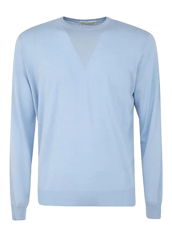 FILIPPO DE LAURENTIIS Wool Silk Cashmere Crew Neck Sweater - Blue