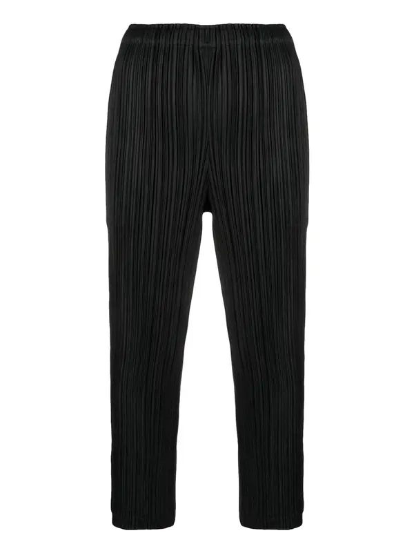 Issey Miyake Pleated Cropped Trousers - Black