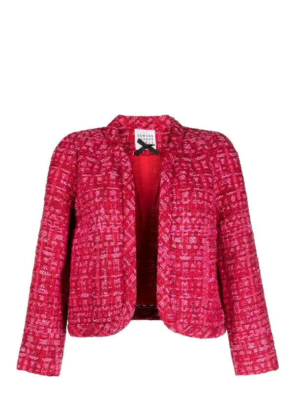 EDWARD ACHOUR PARIS Cropped Tweed Jacket - Red
