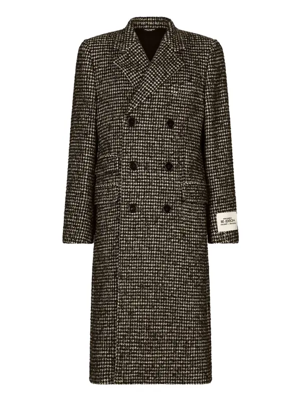 Dolce & Gabbana Houndstooth Wool Coat - Black
