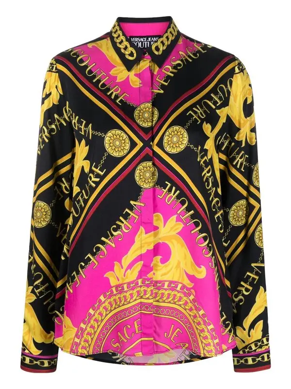 Versace Logo Couture-print Shirt - Black