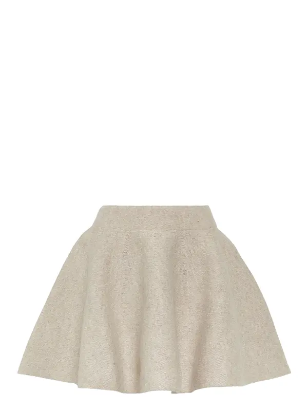 Alaïa Flared Wool-blend Miniskirt - Beige