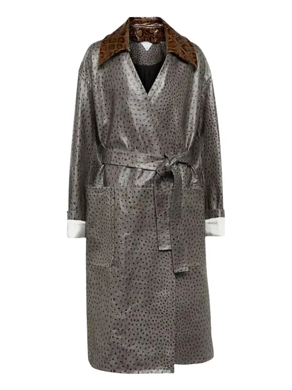 Bottega Veneta Embossed Leather Coat - Grey