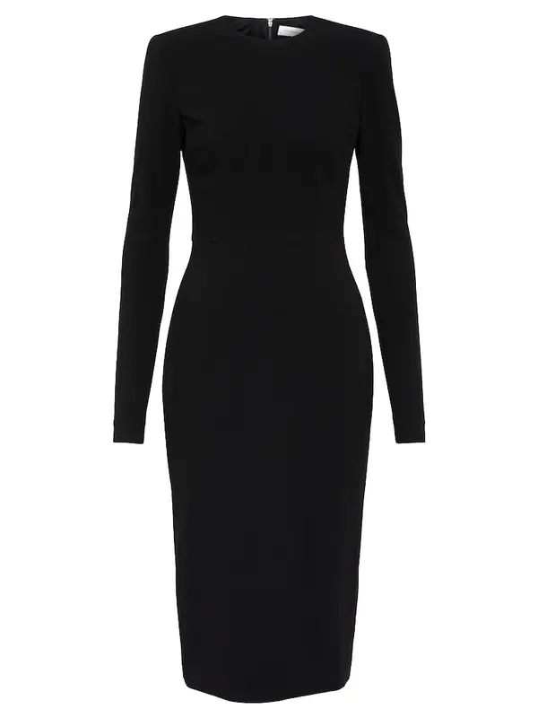 Victoria Beckham Wool Crepe Midi Dress - Black