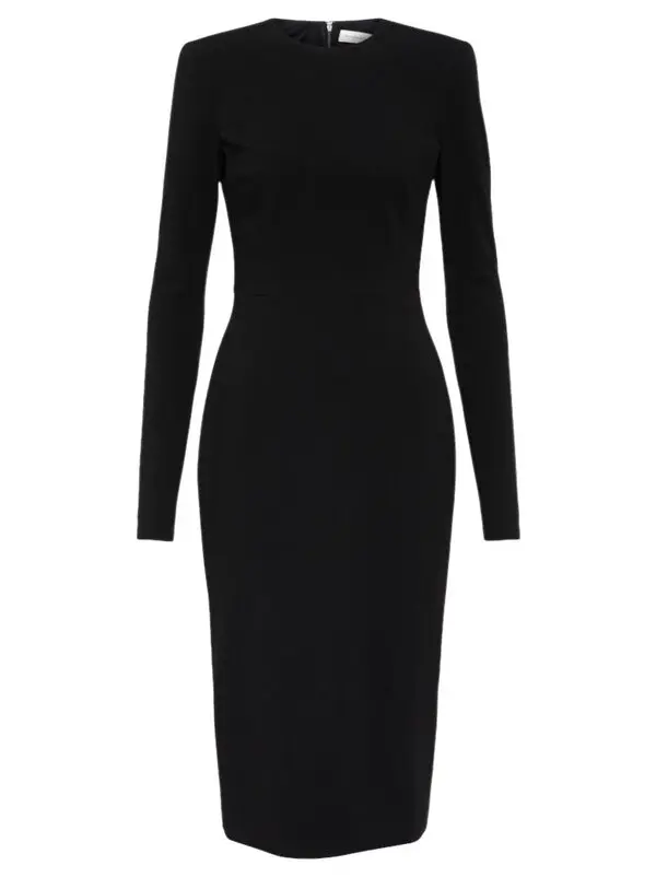 Victoria Beckham Wool Crepe Midi Dress - Black