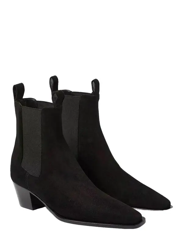TOTEME The City Suede Ankle Boots - Black