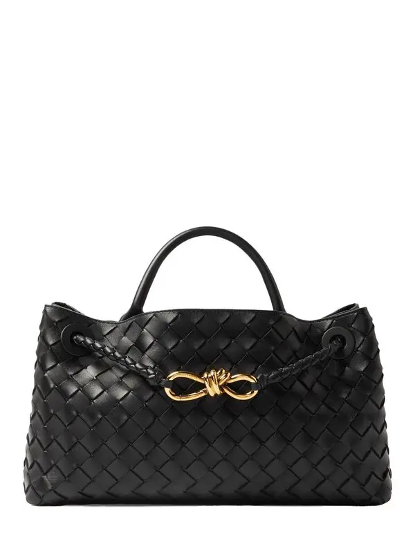 Bottega Veneta East/west Andiamo Small Intrecciato Leather Shoulder Bag - Black