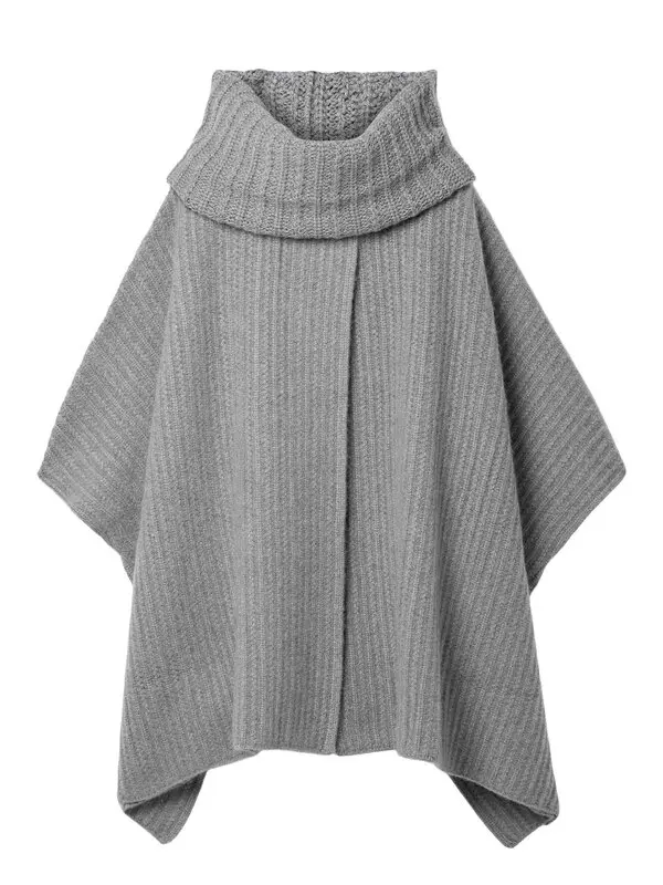 Loro Piana Waipara Ribbed-knit Cashmere Cape - Gray
