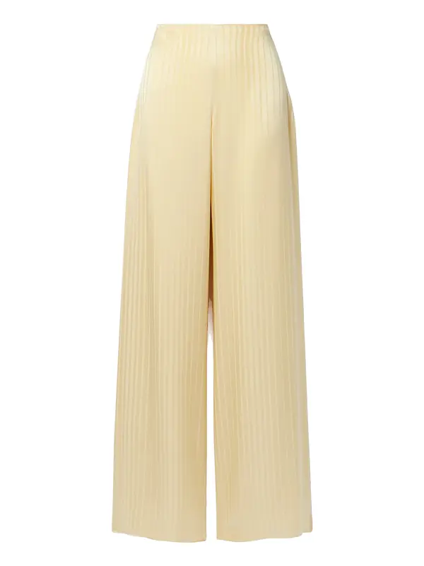 Loro Piana Dresden Silk-satin Jacquard Wide-leg Pants - Yellow