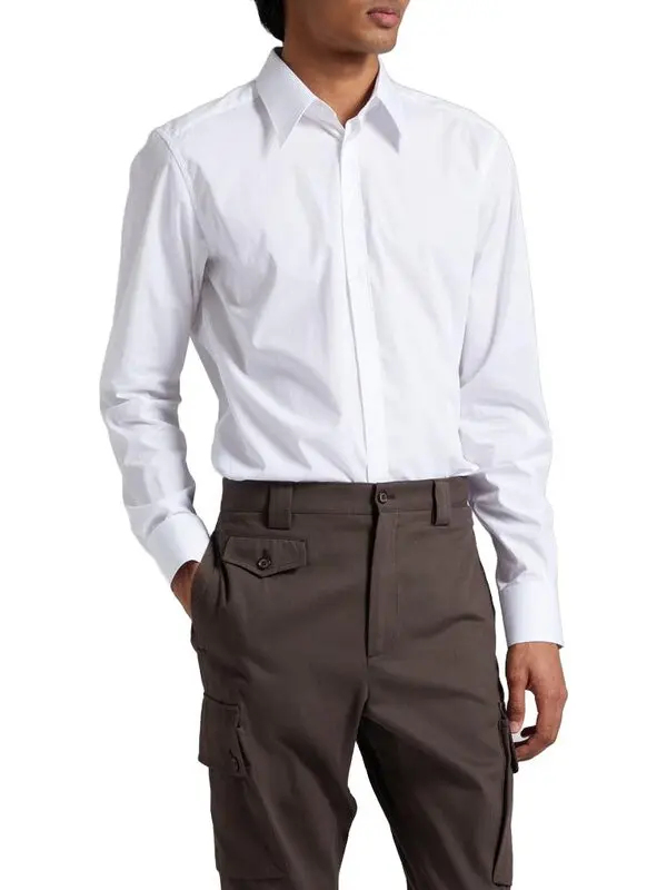 Dolce & Gabbana Martini Fit Cotton Poplin Button-up Shirt - Opt. White