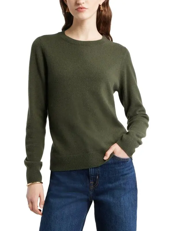 Nordstrom Cashmere Crewneck Sweater - Green Duffel
