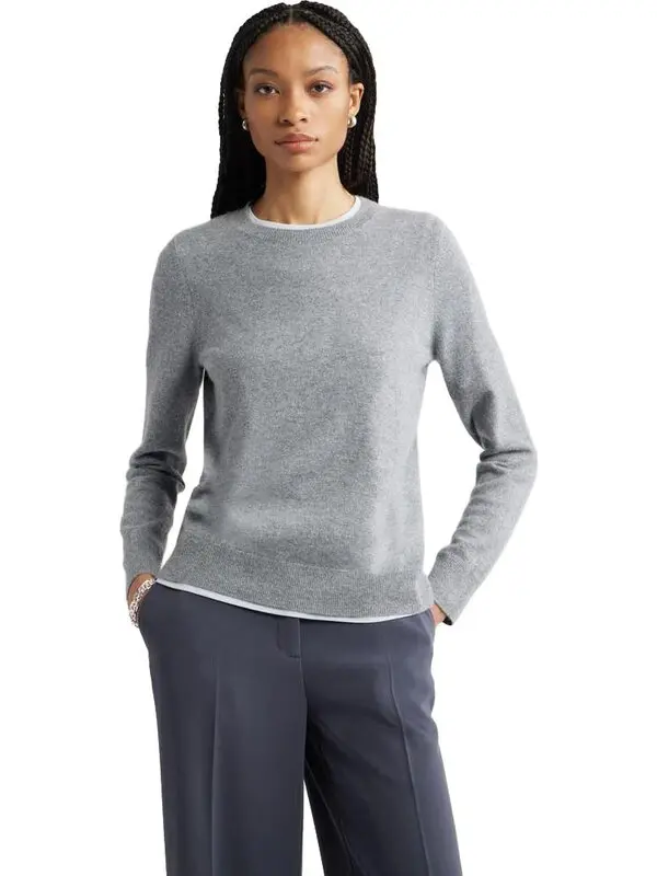 Nordstrom Cashmere Crewneck Sweater - Grey Night