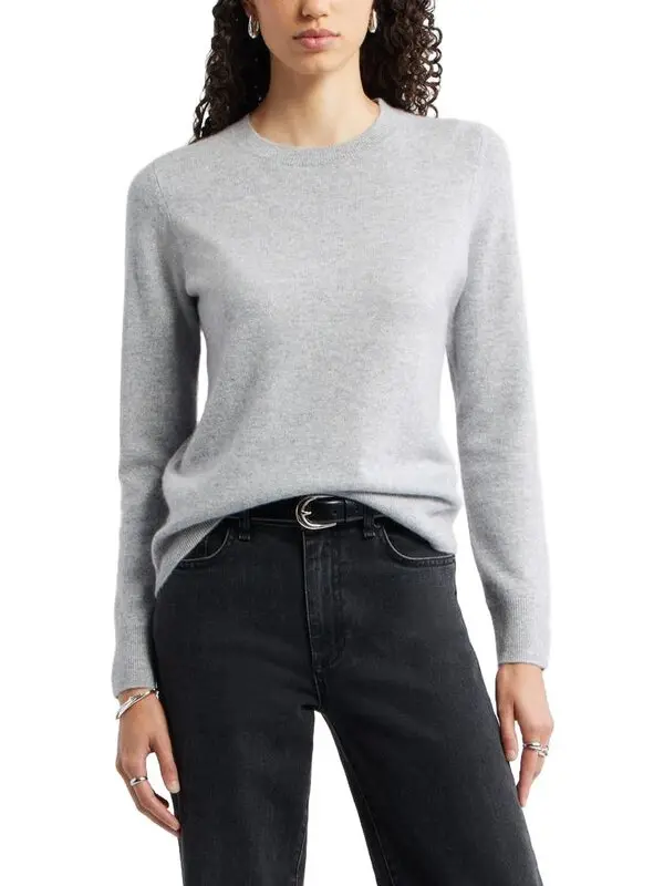 Nordstrom Cashmere Crewneck Sweater - Grey Silk Heather