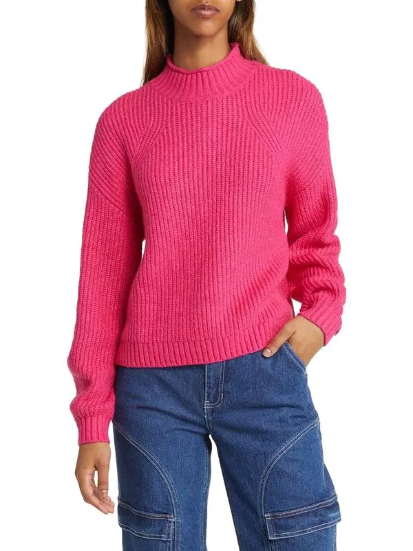 Bp. Mock Neck Sweater - Pink Beetroot