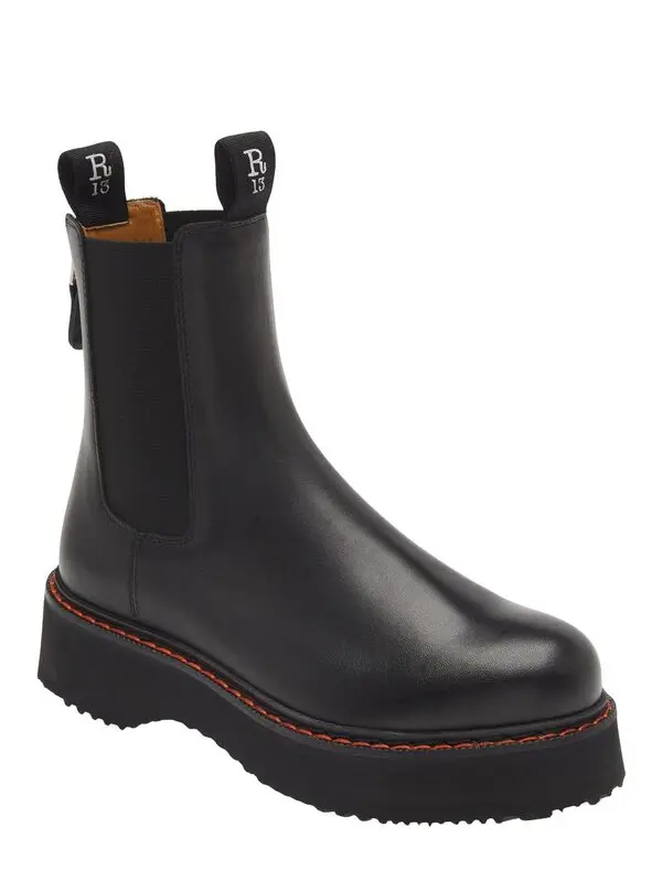 R13 Platform Chelsea Boot - Black