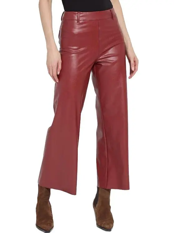 Lyssé High-waisted Faux Leather Wide Leg Trousers - Burnt Mahogany