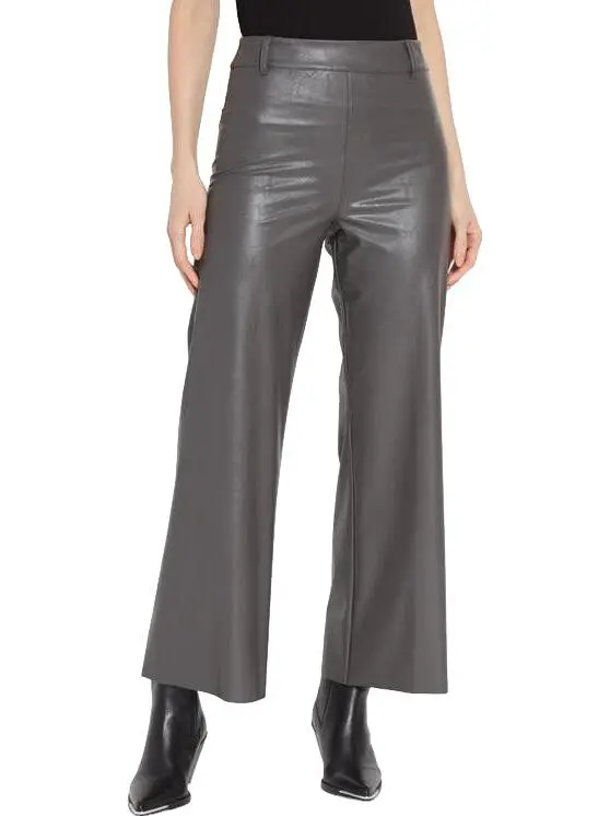 Lyssé High-waisted Faux Leather Wide Leg Trousers - Gray Ash