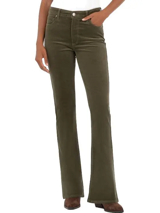 Kut From The Kloth Ana Fab Ab High-waist Corduroy Flare Jeans - Moss