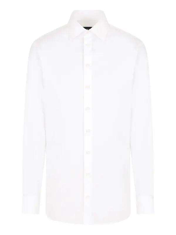 Giorgio Armani Regular-fit Shiny-effect Cotton Shirt - White