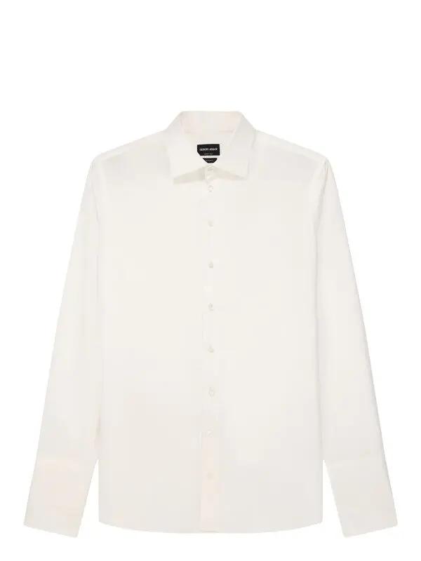 Giorgio Armani Regular-fit Shiny-effect Cotton Shirt - White