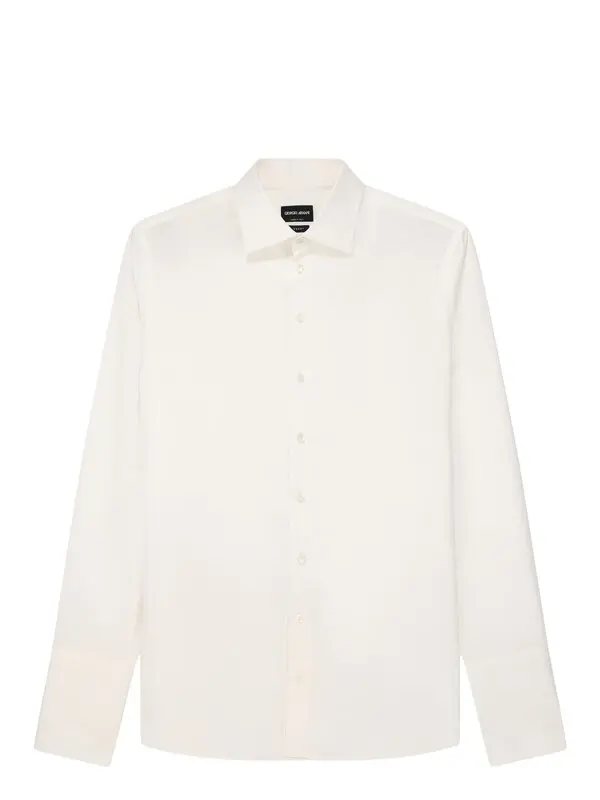 Giorgio Armani Regular-fit Shiny-effect Cotton Shirt - White