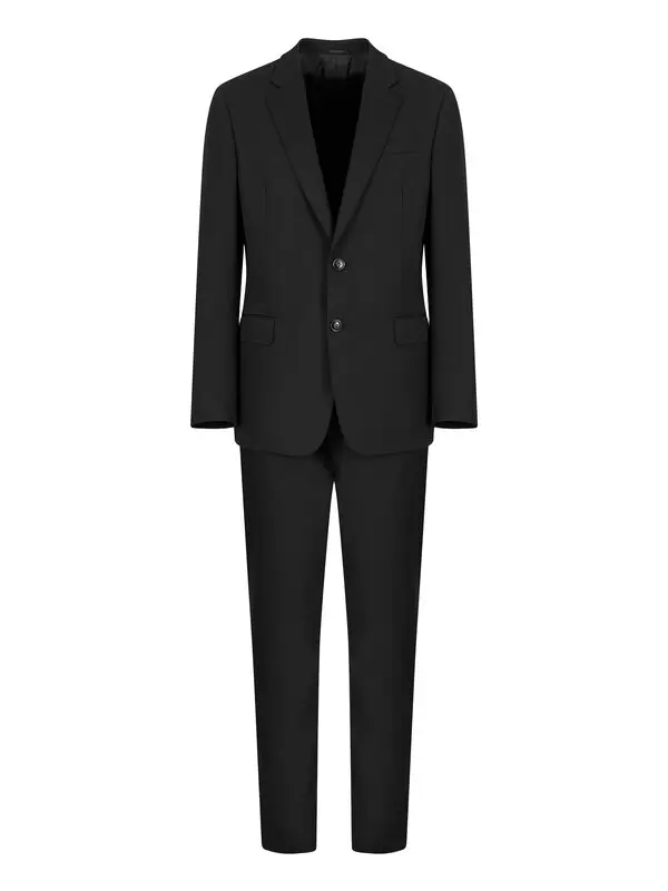 Giorgio Armani Single-breasted, Water-repellent Wool Suit From The Soft Line - Black