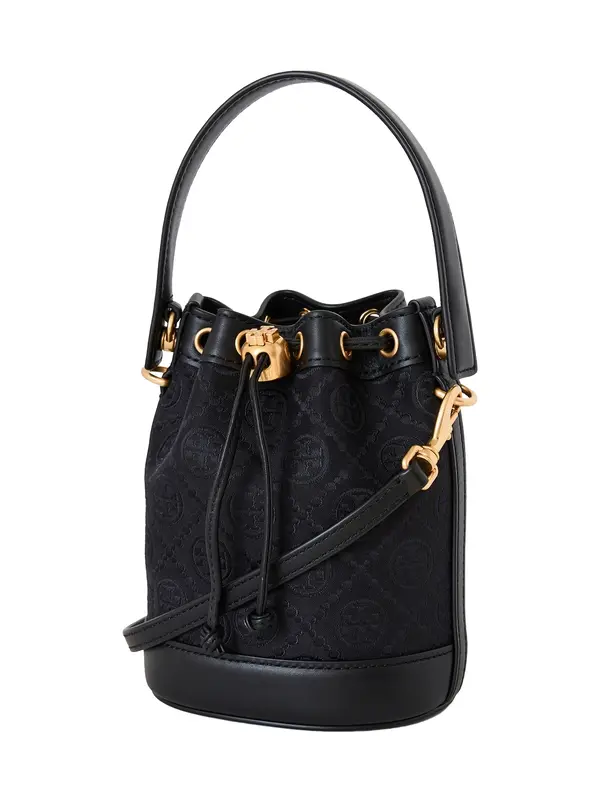 Tory Burch Mini T Monogram Bucket Bag - Black