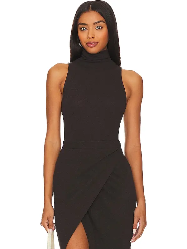 Enza Costa Cashmere Halter Turtleneck In Chocolate - Dark Brown
