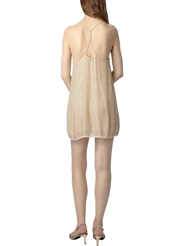Zadig&Voltaire Caro Mousseline Embroidered Slip Dress - Poudre