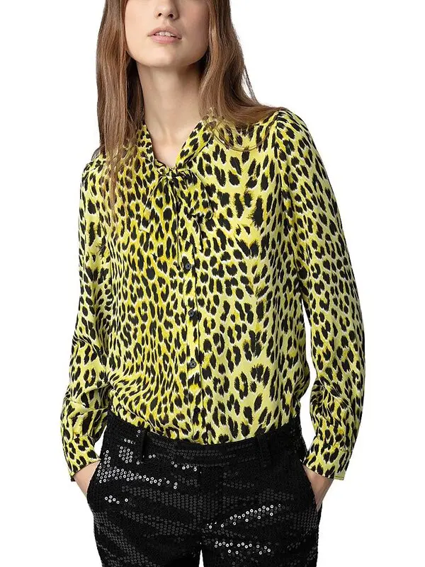 Zadig&Voltaire Taos Animal Print Silk Top - Jonquil