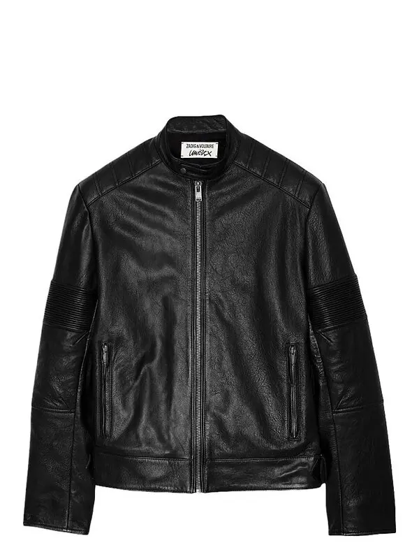 Zadig&Voltaire Leather Lean Biker Jacket - Anthracite