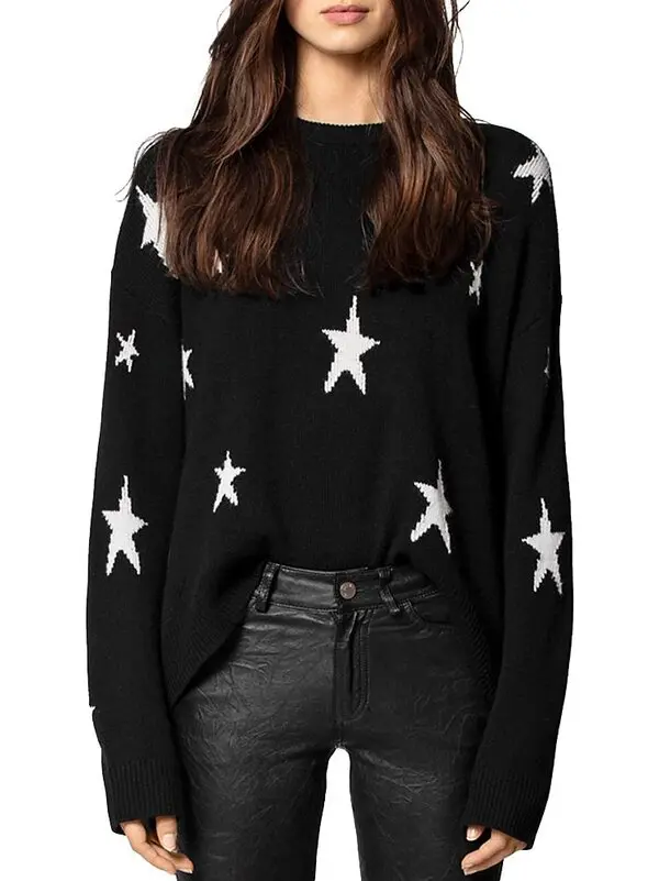 Zadig&Voltaire Markus Star Printed Cashmere Sweater - Noir