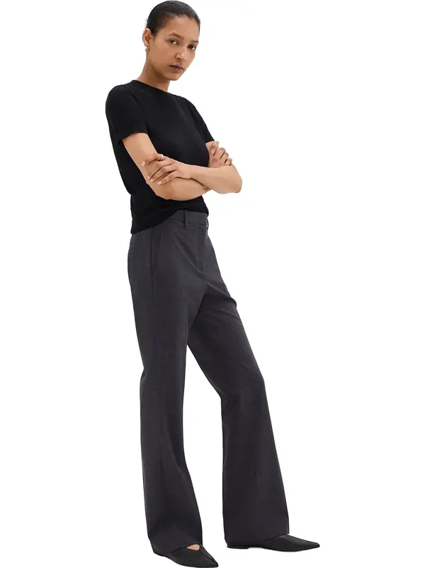 Theory Flared Good Wool Pant - Charcoal Melange