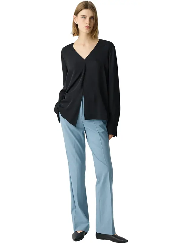 Theory Flared Good Wool Pant - Stone Blue
