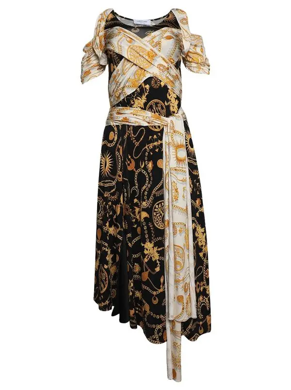MARINE SERRE Ornament Jewelry Nuisette Dress - Black And Gold